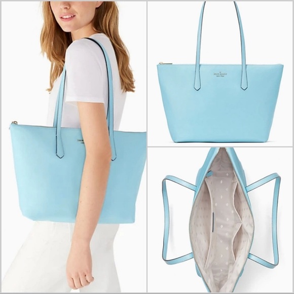 kate spade | Bags | Kate Spade Fountain Blue Nylon Kitt Large Tote ...